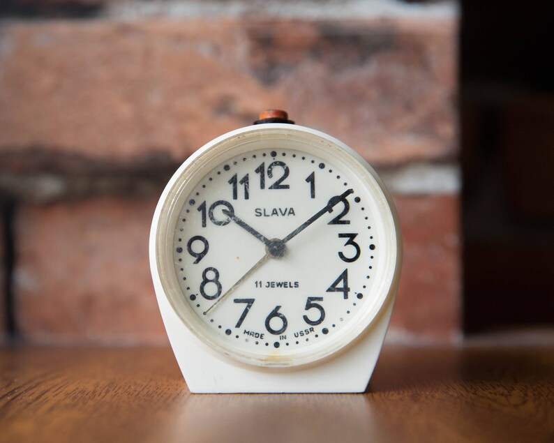 Small White Alarm Clock Vintage Soviet Clock Russian Desk | Etsy