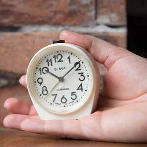 Small White Alarm Clock Vintage Soviet Clock Russian Desk - Etsy
