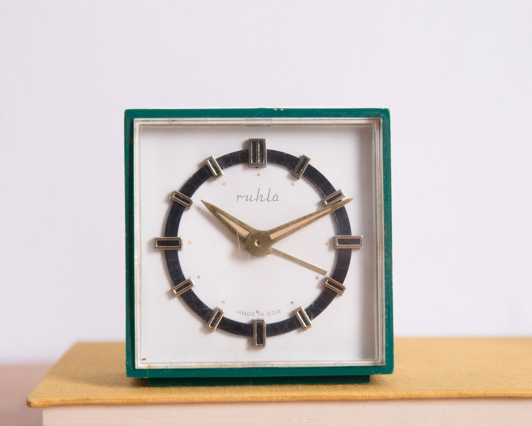 Emerald Green Alarm Clock, German Square Alarm Clock, Mechanical Clock ...