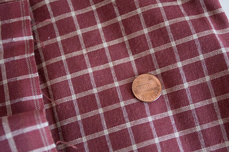 Burgundy Plaid Fabric by the yars Vintage Lightweight | Etsy
