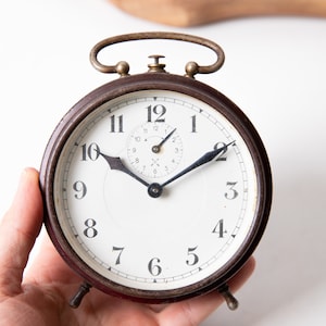 Rustic Alarm Clock, Brown Rust Clock, Made in Germany, Antique Vintage ...
