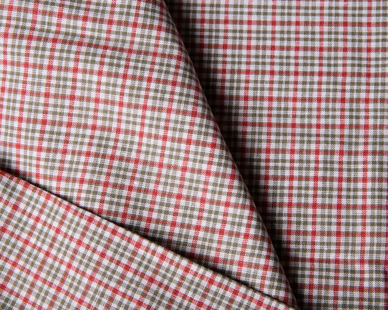Mini Check Cotton Fabric by the Yard Lightweight Small | Etsy