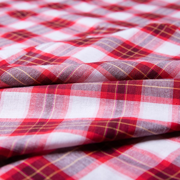 Red Plaid Fabric - Etsy