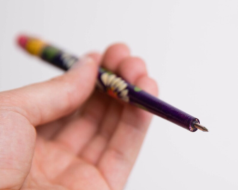 Wooden Pen, Matryoshka Doll Vintage Ballpoint Pen, Indigo Blue Purple ...