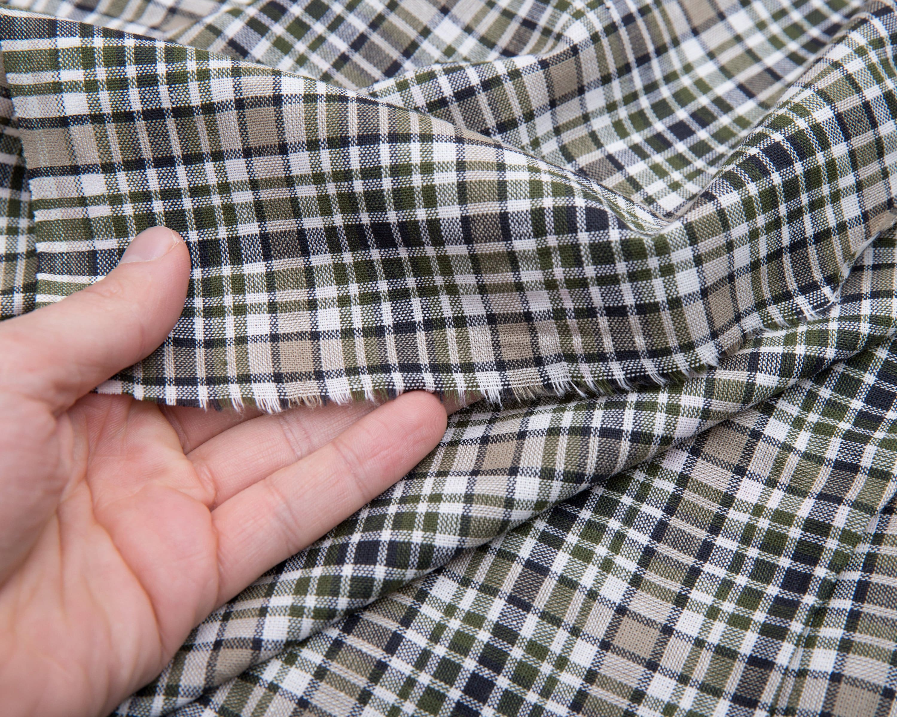 Olive Green and Beige Tartan Plaid by the yard Green White | Etsy