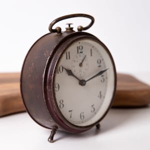 Rustic Alarm Clock, Brown Rust Clock, Made in Germany, Antique Vintage ...