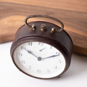 Rustic Alarm Clock, Brown Rust Clock, Made in Germany, Antique Vintage ...