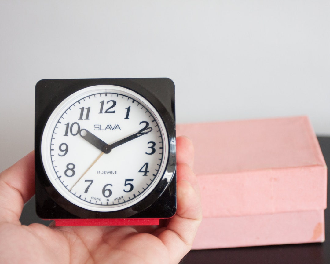 Square Alarm Clock, Vintage Soviet Clock, Russian Desk Clock, Slava ...