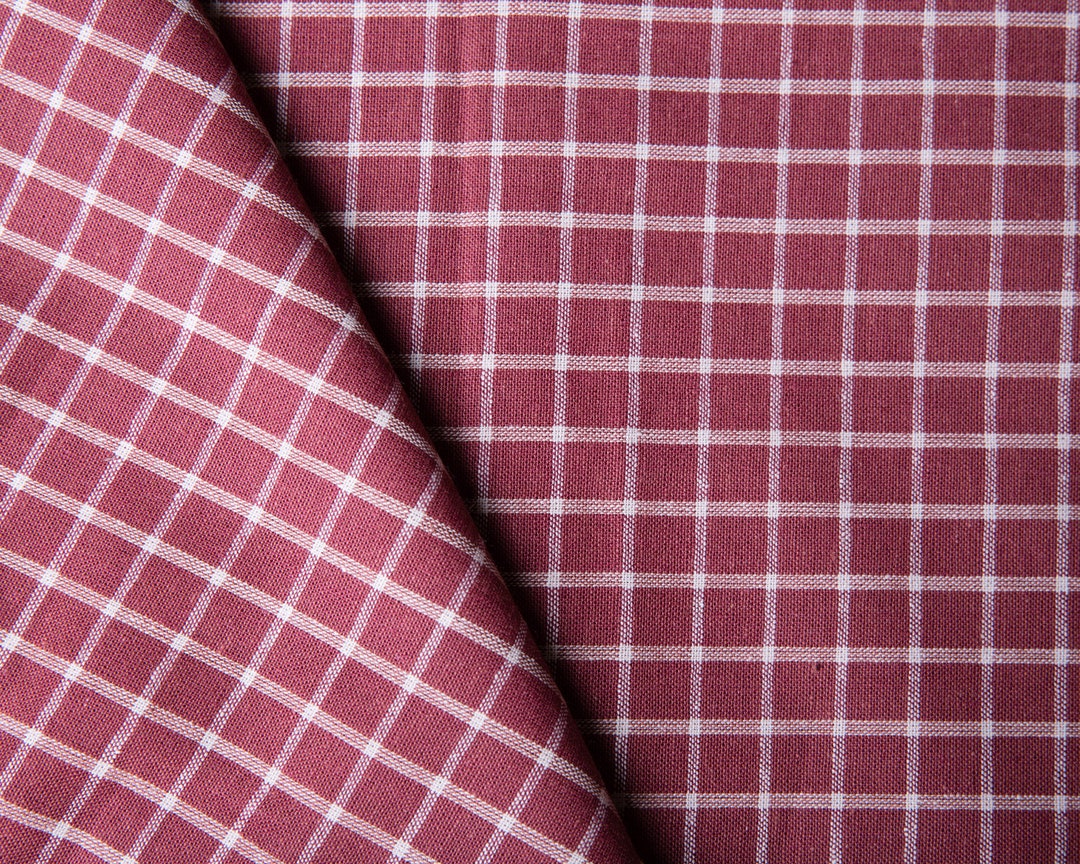 Burgundy Plaid Fabric by the Yars Vintage Lightweight - Etsy