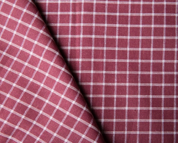 Burgundy Plaid Fabric by the Yars Vintage Lightweight - Etsy