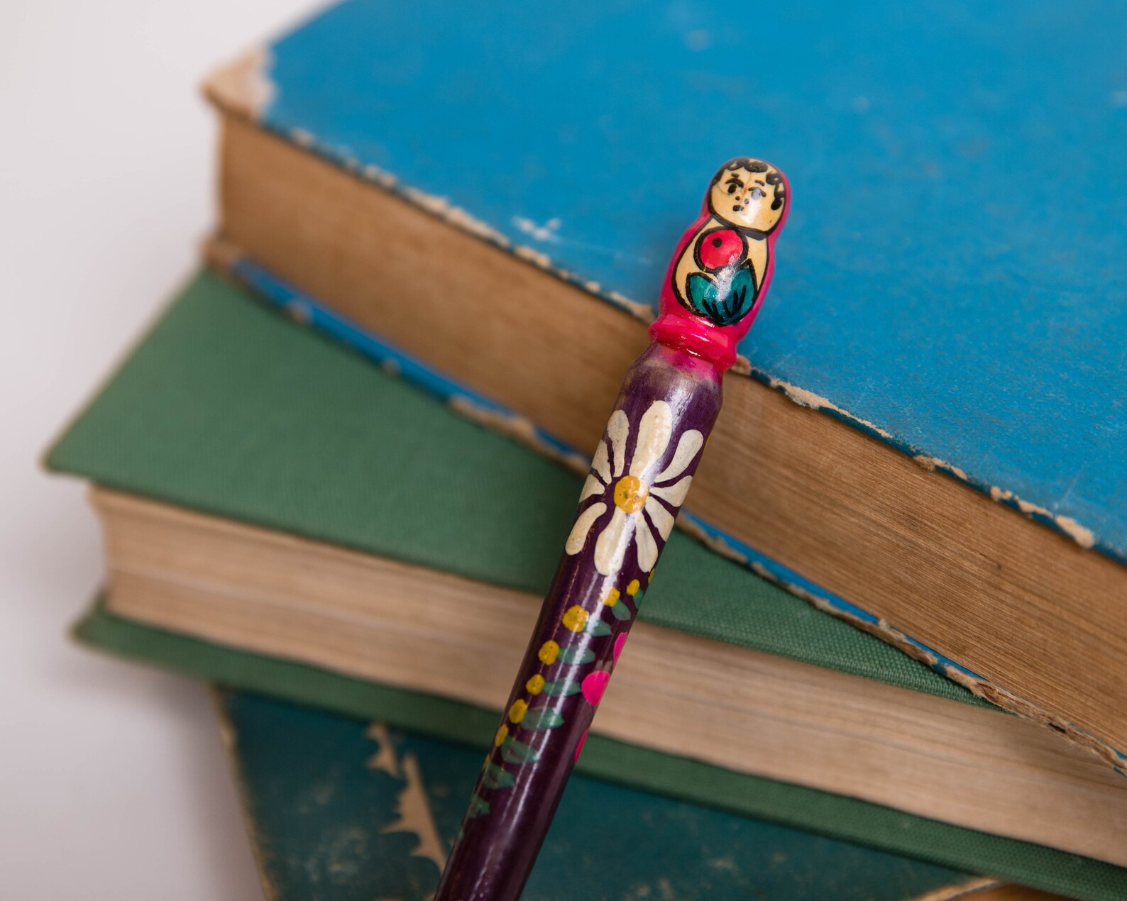 Matryoshka Doll Vintage Ballpoint Pen, Hand-painted Wooden Pen, Soviet ...