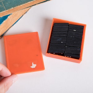 Domino Game, Plastic Domino Box and Domino Tiles, Vintage Toy, Small ...