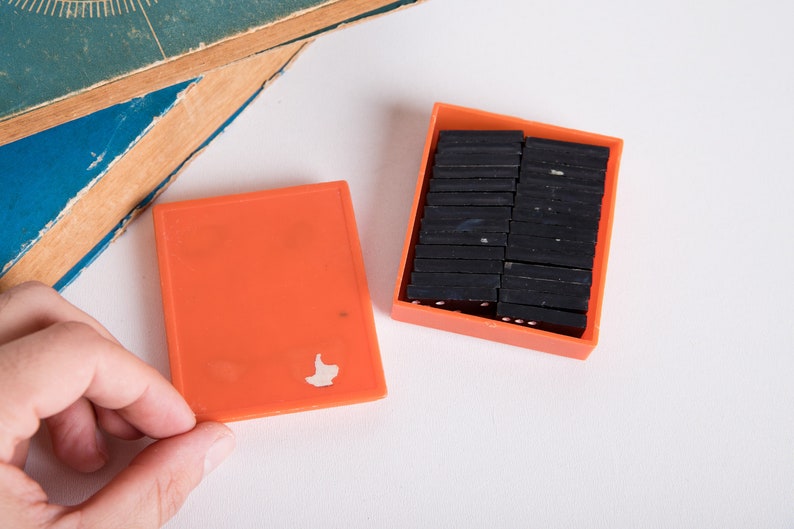 Domino Game Plastic Domino Box and Domino Tiles Vintage Toy | Etsy