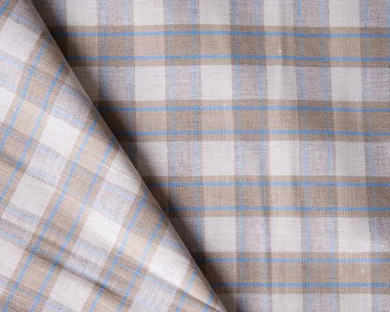 Plaid Fabric Linen and Cotton by the yard Vintage Plaid | Etsy