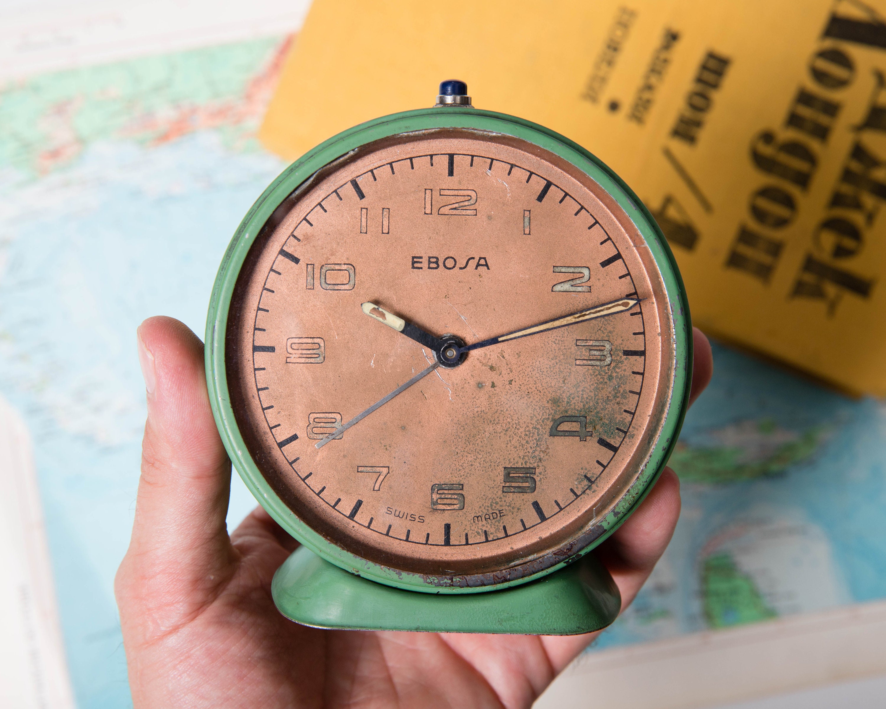 Swiss Made Alarm Clock Large Swiss Alarm Clock Ebosa Green | Etsy