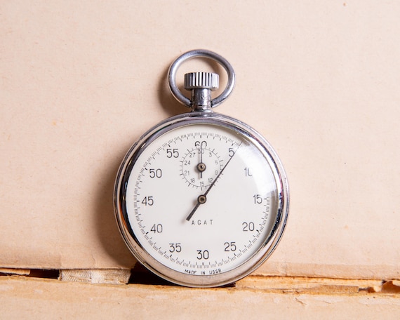 Vintage Stopwatch, Soviet Pocket Watch Timer - Agat, … - Gem