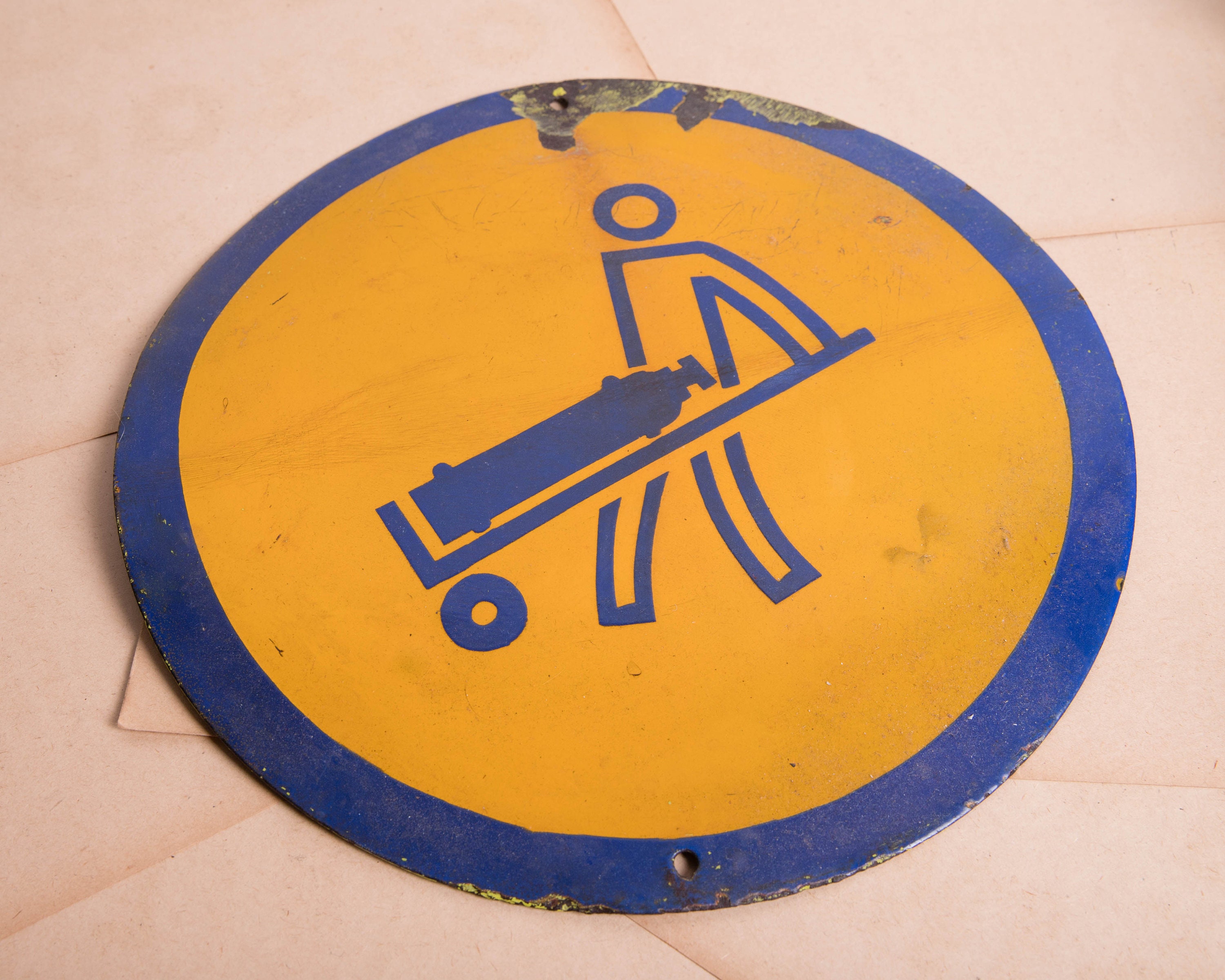 Vintage Enamel Sign Labor Safety Warning Sign Caution 1970s - Etsy ...