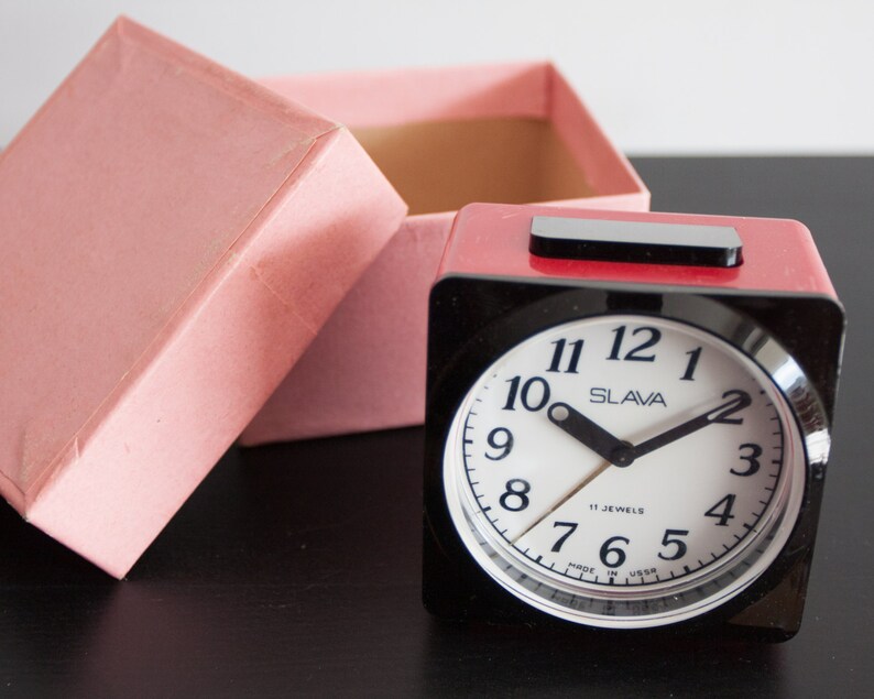 Square Alarm Clock, Vintage Soviet Clock, Russian Desk Clock, Slava ...
