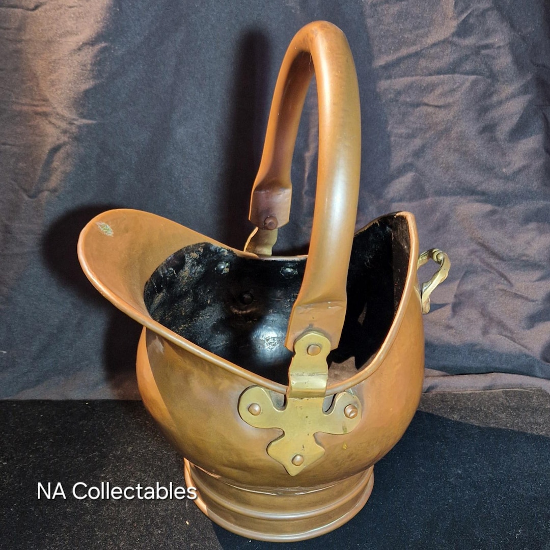 Coal Scuttle in Copper and Brass, Small Size, 1970's - Etsy