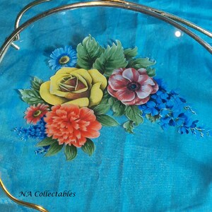 Chance Glass Serving Dish With Brass Handle, 1960's, Fiesta Floral ...