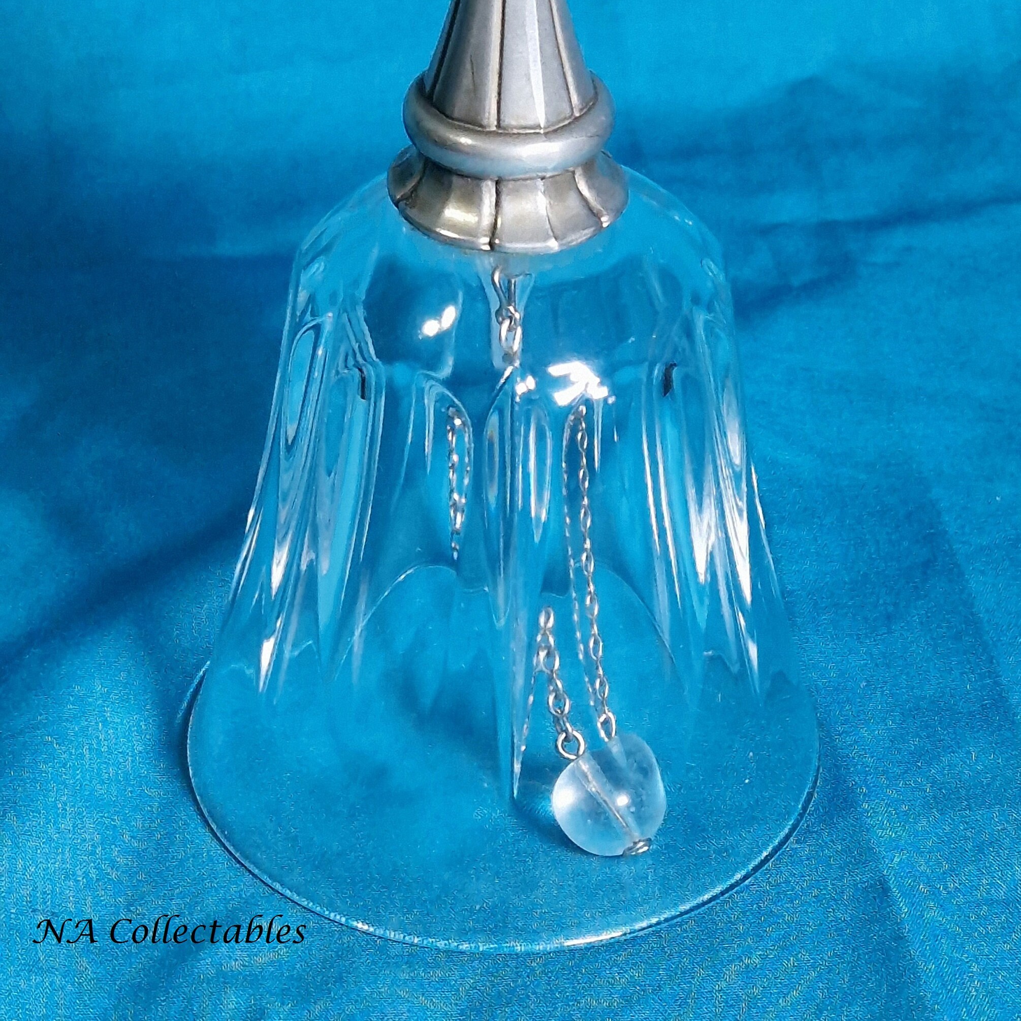 Cut Crystal Glass Table Hand Bell With Pewter Handle - Etsy