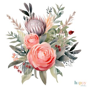 10 Peach Flowers Clipart Set Peach Floral Bouquet Clipart Flower ...