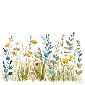 10 Wildflower Meadows Clipart Set Spring Flowers Clipart Printable ...