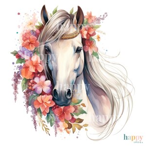 10 Floral Horse Clipart Bundle Printable Watercolour Clipart Boho Horse ...
