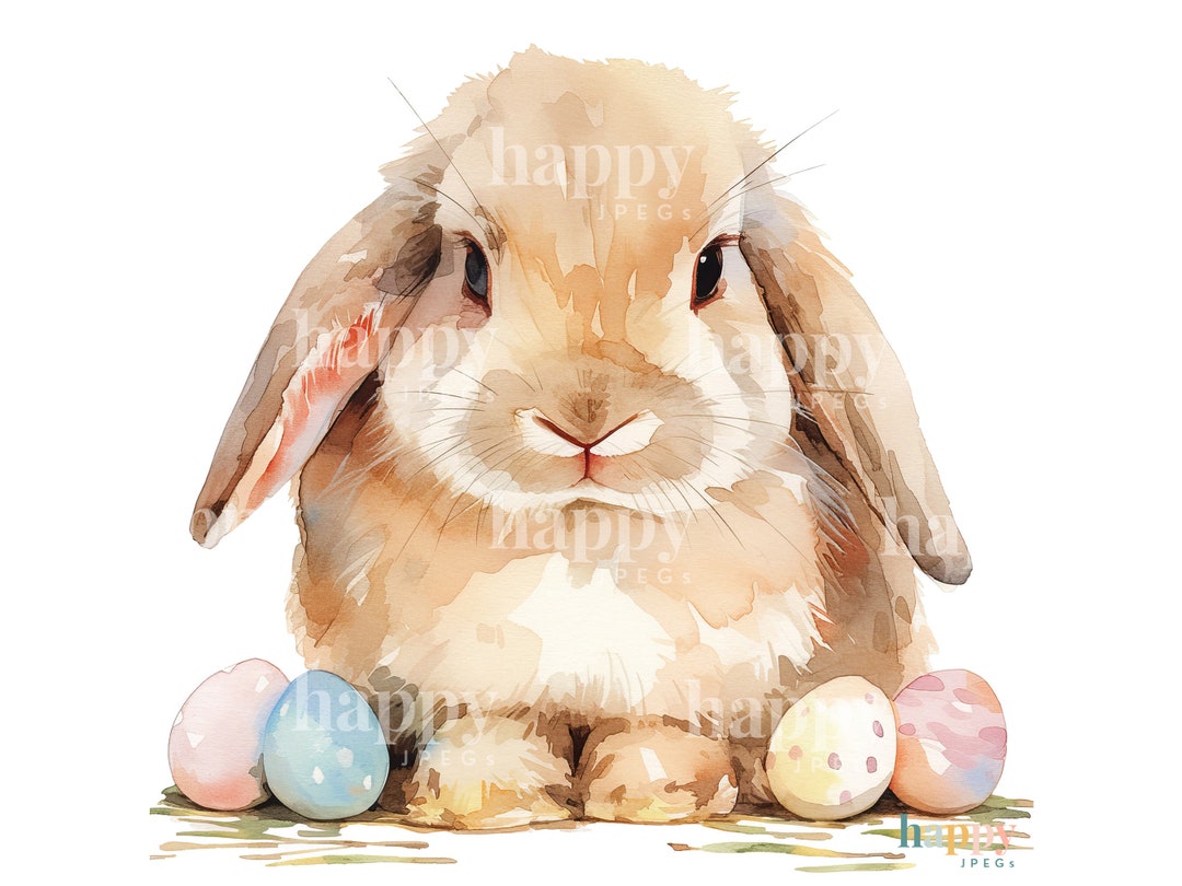 10 Easter Bunny Clipart Set Printable Watercolour Clipart Bundle Cute ...