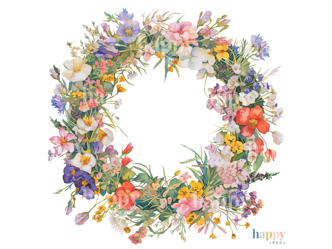 10 Spring Floral Wreath Clipart Bundle Spring Wreath Spring Flowers ...