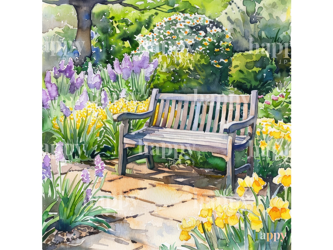 10 Garden Scene Clipart Bundle Printable Watercolour Clipart Flower ...