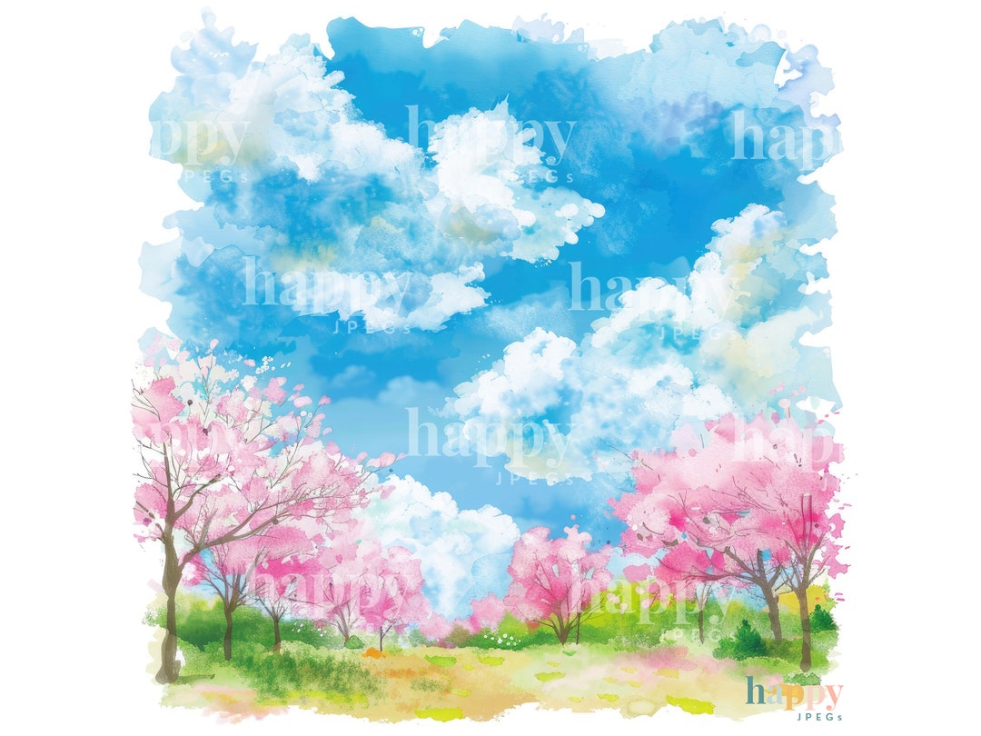 10 Spring Scenery Clipart Bundle Printable Watercolour Clipart ...