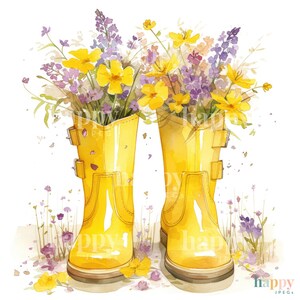 10 Wellies & Flowers Clipart Bundle Printable Watercolour Clipart ...