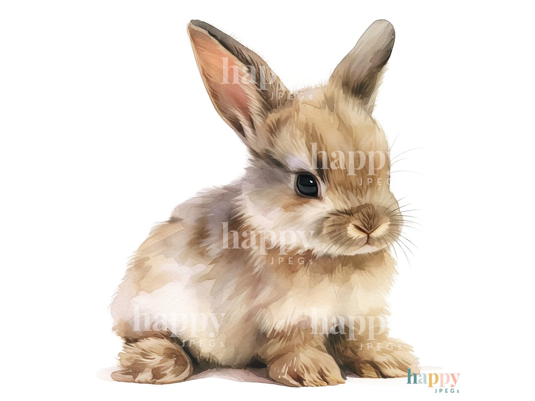 10 Cute Baby Bunny Clipart Bundle Printable Watercolour Clipart Bundle ...