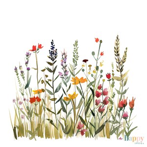 10 Wildflower Meadows Clipart Set Spring Flowers Clipart Printable ...