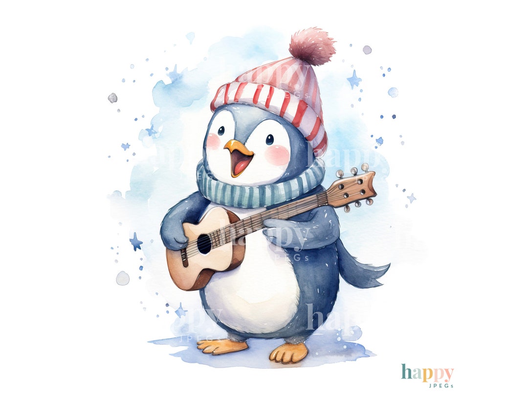 10 Penguin Clipart Set Christmas Clipart Penguin in Snow Printable ...