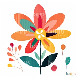 10 Retro Flower Clipart Set Vintage Flower Clipart Jpegs Printable ...
