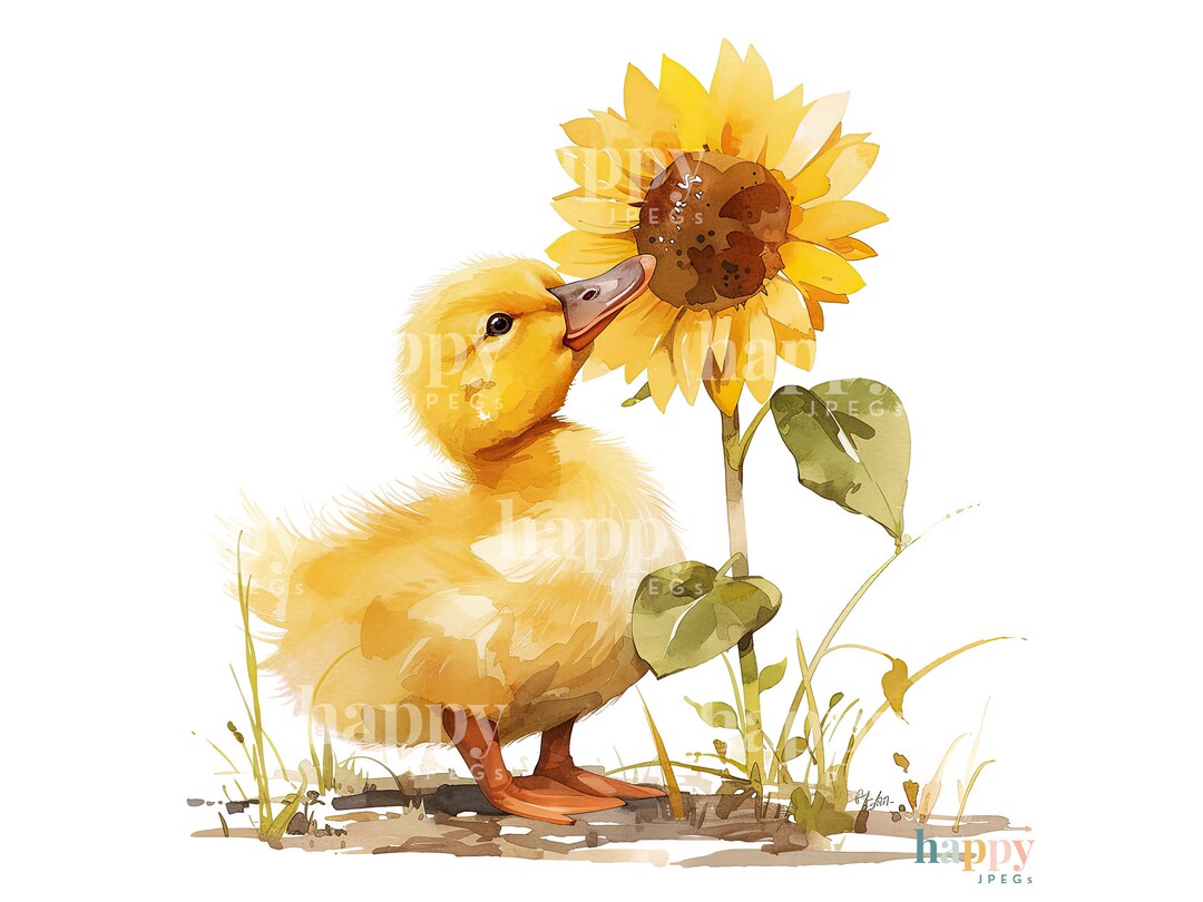 10 Cute Duck Clipart Bundle Duckling & Sunflower Clipart Printable ...