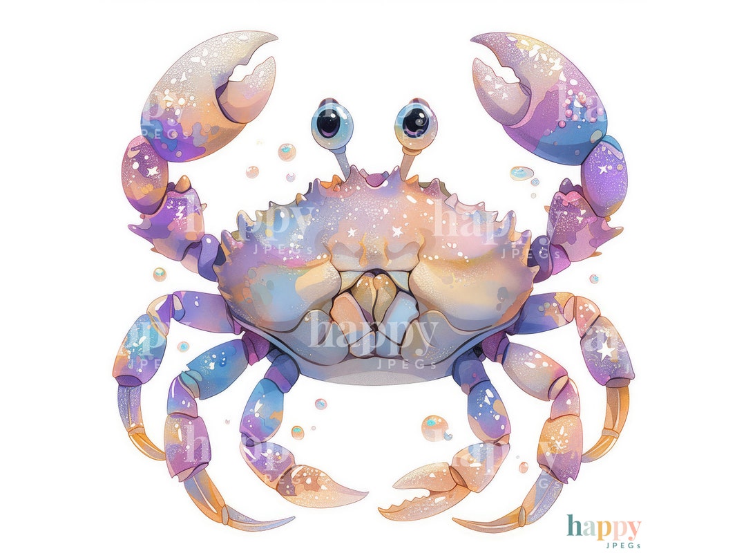 10 Magical Crab Clipart Set Under the Sea Clipart Printable Watercolour ...