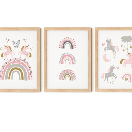 Nursery Wall Art Set of 3 Prints Somewhere Over the Rainbow - Etsy