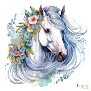 10 Floral Horse Clipart Bundle Printable Watercolour Clipart Boho Horse ...