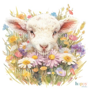 10 Cute Lambs Clipart Set Printable Watercolour Clipart Bundle Baby ...