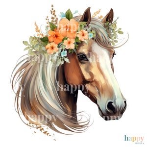 10 Floral Horse Clipart Bundle Printable Watercolour Clipart Boho Horse ...