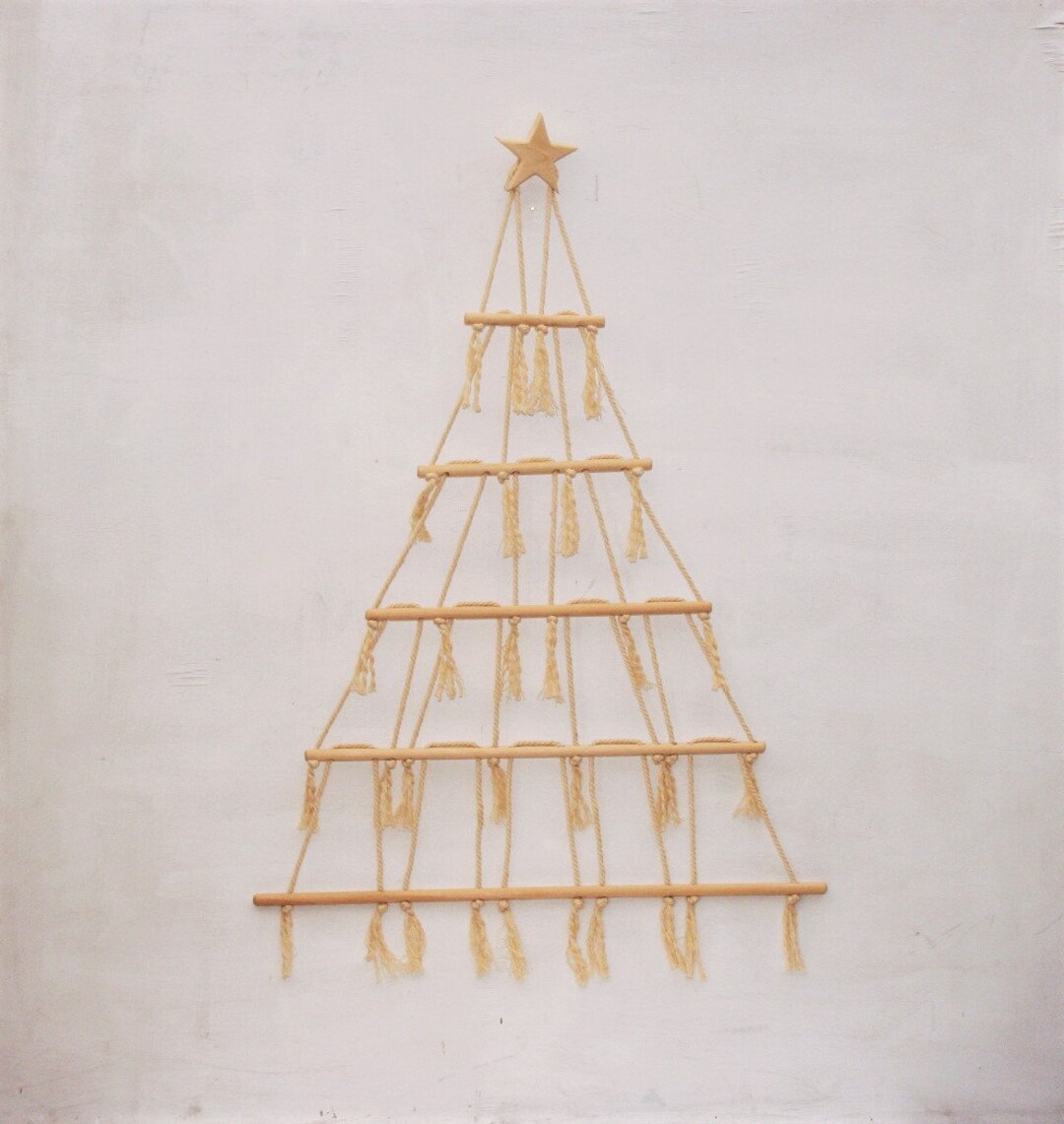 Macrame Scandinavian Holiday Christmas Tree With Star Topper Wall Hung ...