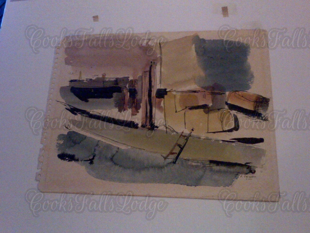 Elizabeth Colwell 1945 Signed Watercolor Painting of San Francisco Dock ...