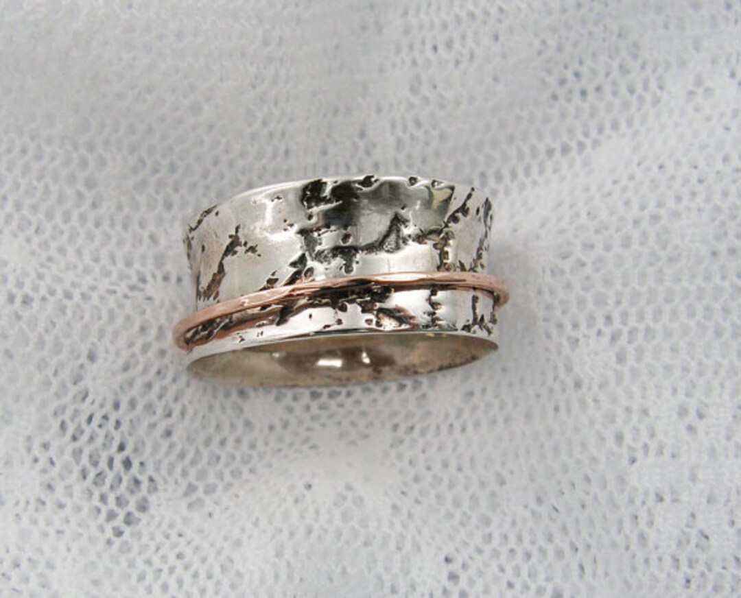Cracked Gold and Sterling Silver Spinner Ring. Silver Gold Spinner ...
