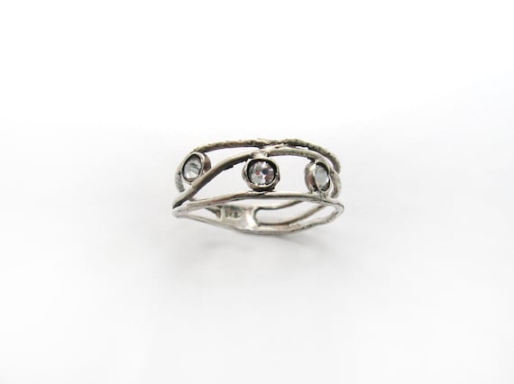 Crystal ring. Colorful sterling silver ring. clear silver | Etsy