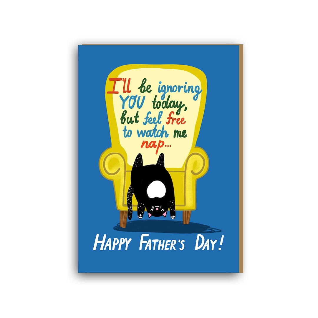 Funny Father's Day Card With a Cat, Cat Father's Day Card - Etsy
