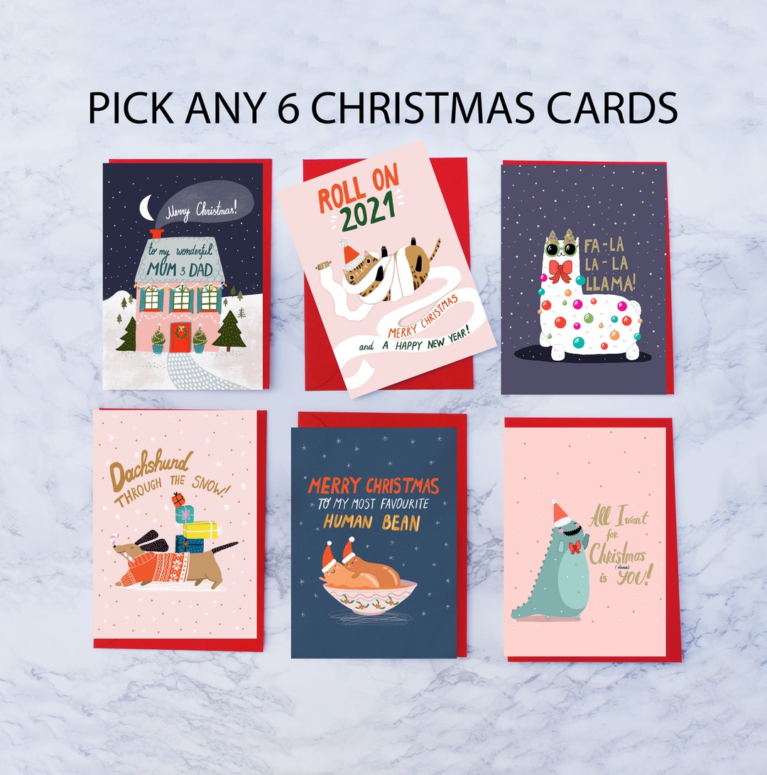 Christmas Cards Pack of 6 Christmas Card Set Pick Any 6 - Etsy