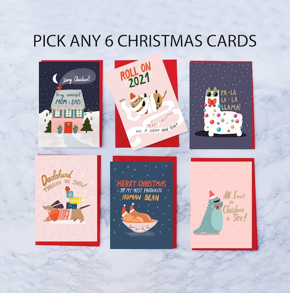 Christmas Cards Pack of 6 Christmas Card Set Pick Any 6 - Etsy